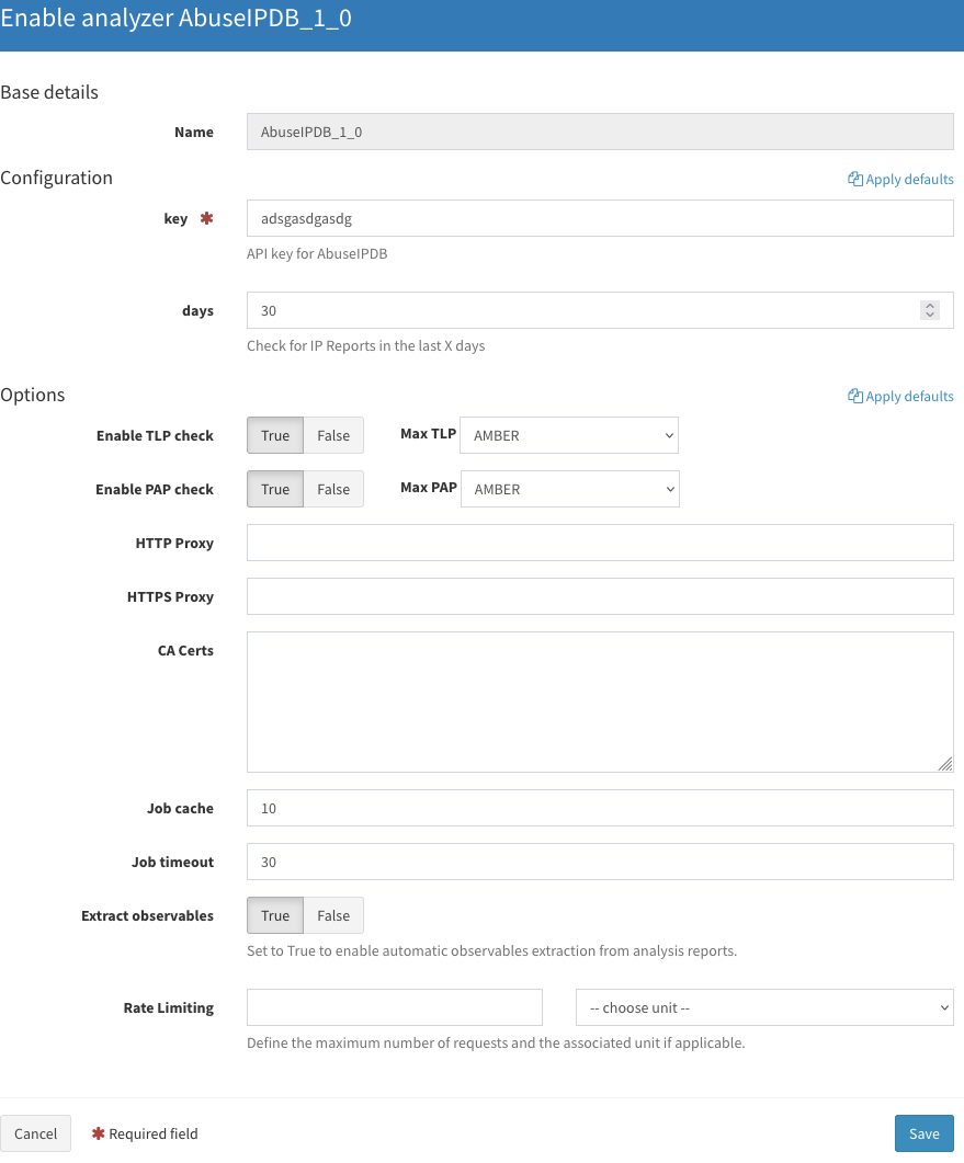 Analyzers and configuration