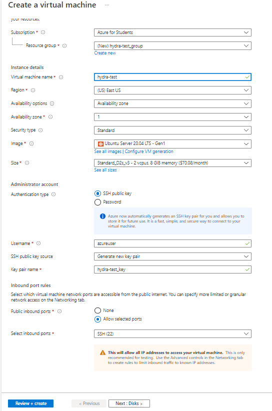 Azure Hydra Vm Deployment 