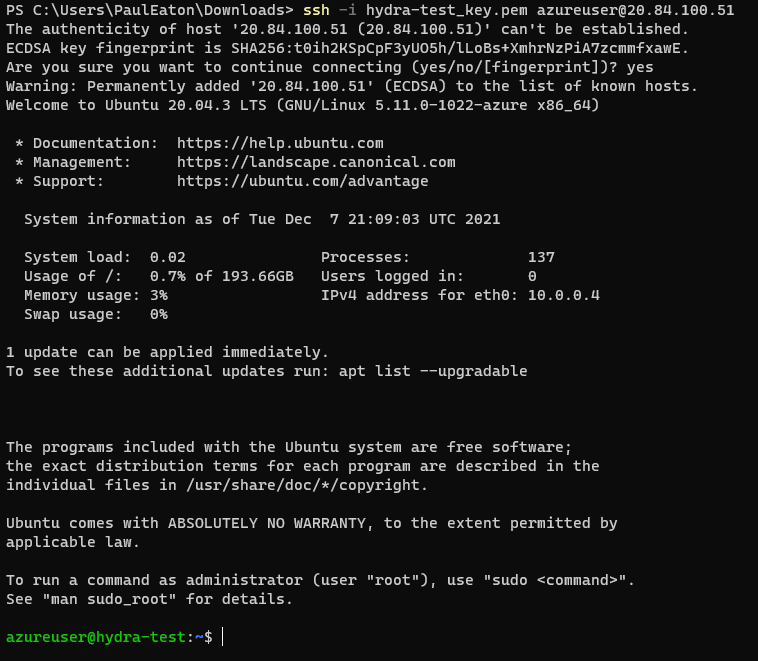 Azure Hydra VM Deployment