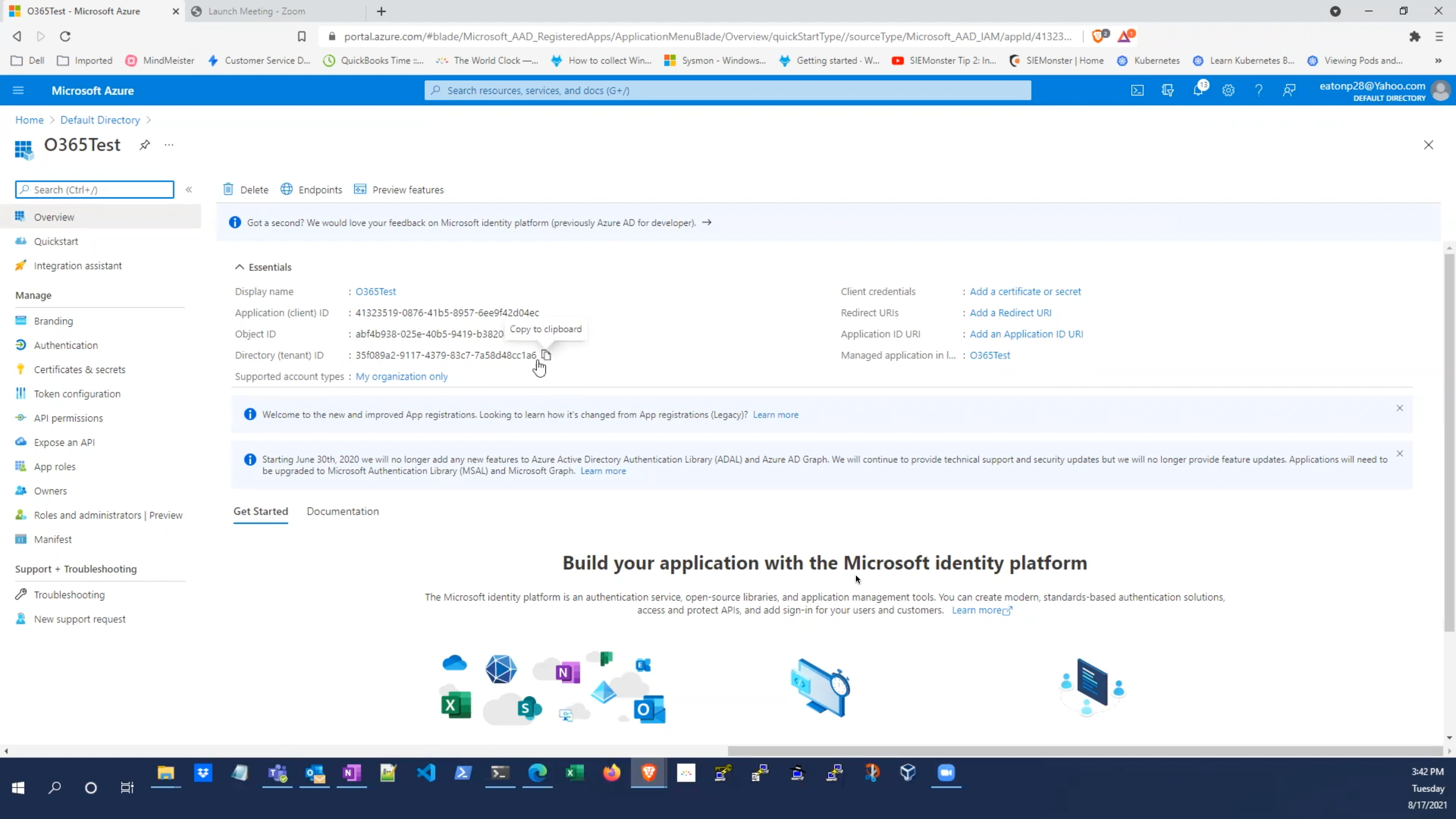 Office 365 logging app configuration
