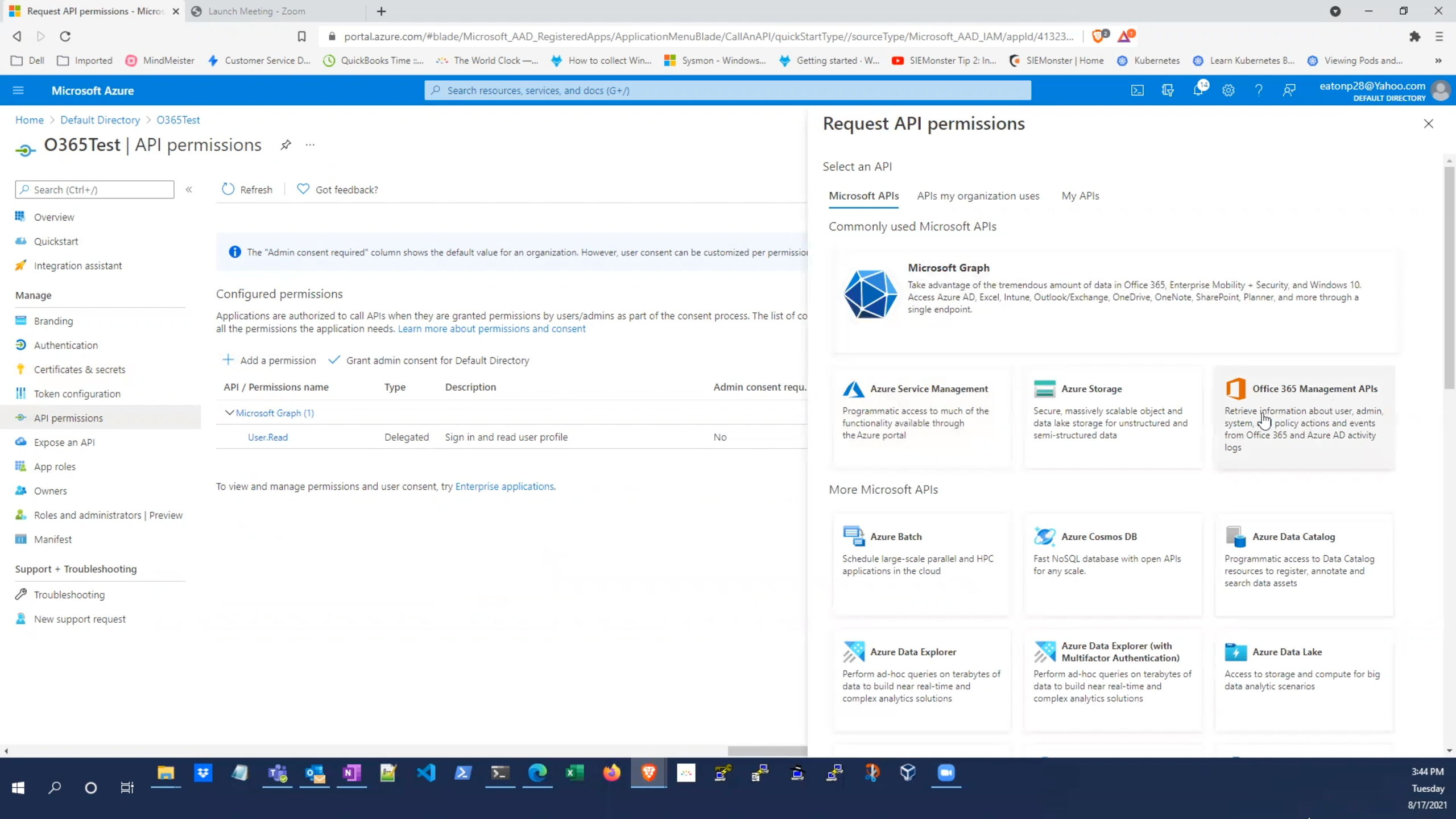Office 365 logging app configuration
