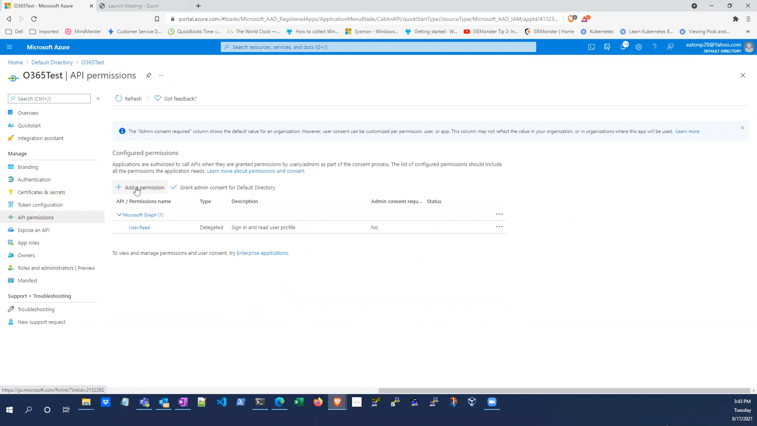 Office 365 logging app configuration